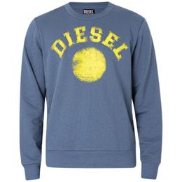 Diesel Distressed Dot Logo Blaues Sweatshirt
