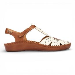 Pikolinos Damen-Keilsandalen aus hellbraunem Leder mit Polsterung - P-Vallarta