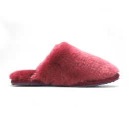 Damen-Hausschuhe aus Schaffell, Burgunderrot, warm, Winterfell, Pantolette &ndash; Aurora