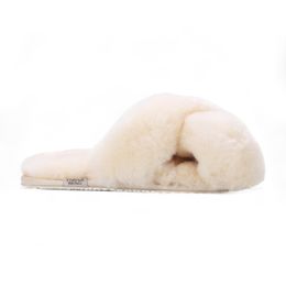 Damen Schaffell Hausschuhe Beige Warm Winter Fell Crossover - Snowbelle