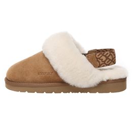 EVER AU Frauen Pelikan abnehmbarer Riemen Slingback Hausschuhe - Kastanie