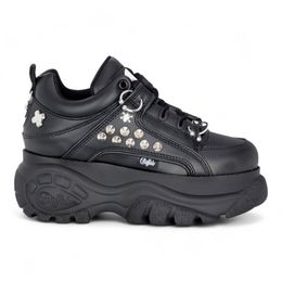 Buffalo Damen-Sneaker, schwarz, mit Nieten besetzt, klobige Plateausohle - 1339-14-PUNK