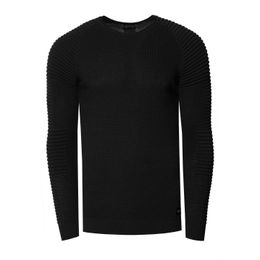 Rusty Neal Slim Fit Feinstrick Biker Rundhals-Pullover