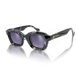 De-Gamme Polarisierte Sonnenbrille mit geometrischem Rahmen in Schwarz &ndash; Mailand