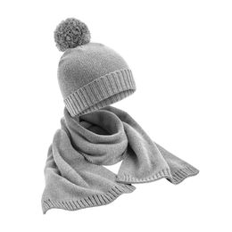 Beechfield Unisex Erwachsene Flecked gestrickte M&uuml;tze und Schal Set (Hellgrau)