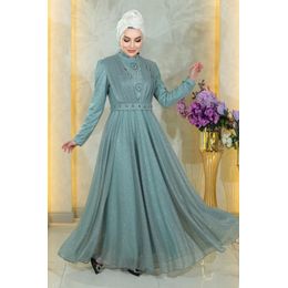 Stein Detailed Drapiert Chest Glitzernd Abendkleid Mintgr&uuml;n