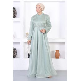 Perlen Spitzen Glitter Abendkleid Mintgr&uuml;n