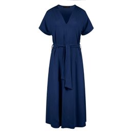 Blaues Jersey-Midikleid mit G&uuml;rtel