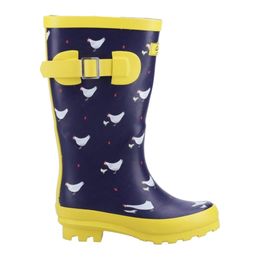 COTSWOLD - Damen Gummistiefel "Farmyard", Huhn (Marineblau/Gelb)