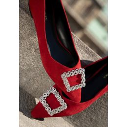 Wittchen Damen-Ballerinas aus rotem Wildleder mit Schnalle