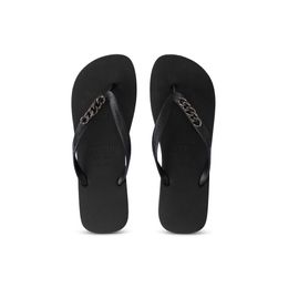 Uzurii Silberne kleine Flip-Flops, schwarz