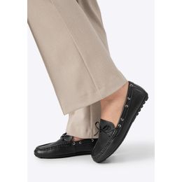 Wittchen Damen-Ledermokassins mit Riemen, schwarzes Naturleder