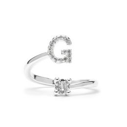Luxenter Ring mit funkelndem Zirkonia, silberfarben &ndash; Alphabet