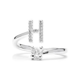 Luxenter Ring mit funkelndem Zirkonia, silberfarben &ndash; Alphabet