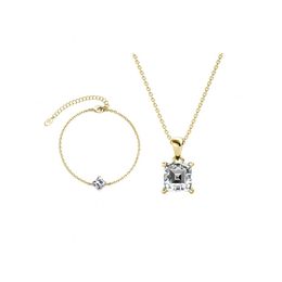 Einfaches quadratisches Handschellen-Set - Gold und Kristall