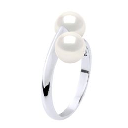 Ring You & Me &ndash; 2 echte S&uuml;&szlig;wasser-Zuchtperlen rund 6&ndash;7 mm &ndash; Qualit&auml;t AAA