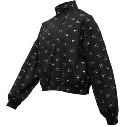 Schwarze, dunne Jacke mit durchgehendem Logo von Nike
