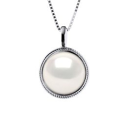 AURA Halskette S&uuml;&szlig;wasserperle Wei&szlig; 9-10 mm 925