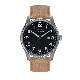 Montre Elevon Crosswind avec bracelet en cuir recouvert de toile et date