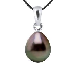 DIADEMA - Halskette - Liebesband - Schwarzes Nylon - Silber - Tahiti-Perle