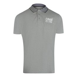 Cavalli Class - Graues Poloshirt Mit Gestreiftem Kragen