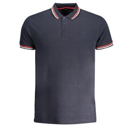 Cavalli Class Polohemd mit Kontrastkragen und tonalem Logo in Marineblau