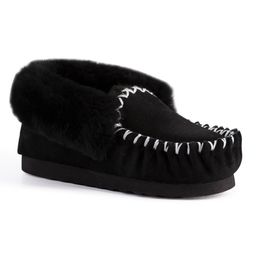 Aus Wooli "Waterloo" Australien Hand Stitched Womens Schaffell Mokassin, schwarz