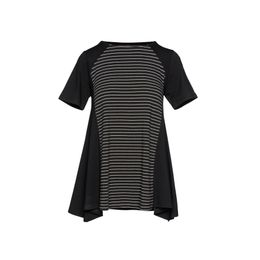 Schwarzes kurz&auml;rmeliges Top mit Streifendetail