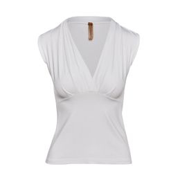 Wei&szlig;es &auml;rmelloses Top mit Faux Wrap