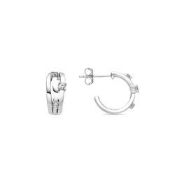 Luxenter Ohrringe aus 925er Sterlingsilber und Zirkonia mit Brillantschliff, rhodiniert &ndash; Duvid