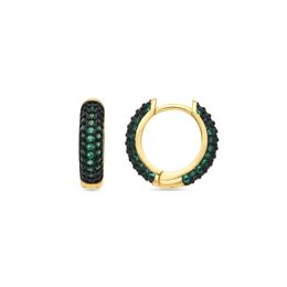 Luxenter Ohrringe mit 9 mm Durchmesser, 18 Karat Gelbgold-Finish und Smaragd-Zirkonia &ndash; Lesrat