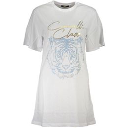 Cavalli Class Tigerkopf besticktes T-Shirt-Kleid