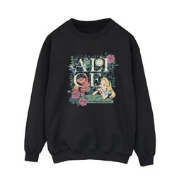 Disney - "Alice In Wonderland Leafy Garden" Sweatshirt f&uuml;r Damen (Schwarz)