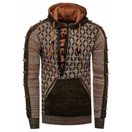 Rusty Neal 1/2 Zip Kontrast Grobstrick Kapuzen-Pullover