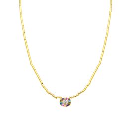 Luxenter Halskette aus 925er Sterlingsilber mit mehrfarbigen Zirkonia-Steinen, 18 Karat Gelbgold-Finish &ndash; Mezay