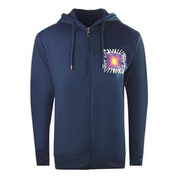 Cavalli Class Aysmmetric Box Design Marineblauer Kapuzenpullover mit Reissverschluss