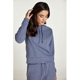Indigo M&eacute;lange Sweatshirt mit Kapuze