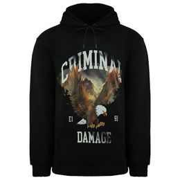 Criminal Damage Kriminalschaden Eagle Mens Black Hoodie