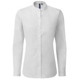 Premier - Formelles Hemd Opa-Kragen f&uuml;r Damen (Wei&szlig;)