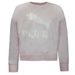 Puma Womens Classics Logo Metallic Crew Sweatshirt Rose 597405 87