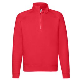 Fruit of the Loom - "Premium" Sweatshirt mit kurzem Rei&szlig;verschluss f&uuml;r Herren/Damen Unisex Raglan&auml;rmel (Rot)