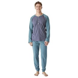 Langarm-Rundhals-Baumwollpyjama f&uuml;r Herren JJB12
