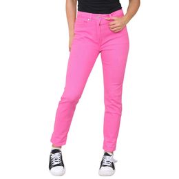 M&Co Damen-Mom-Jeans mit hohem Bund und schmal zulaufendem, geradem Bein in Rosa