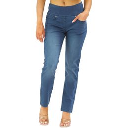Bauchfreie Jeans mit elastischer Taille f&uuml;r Damen in Blau
