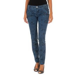 Met Bedruckte und elastische lange Denim-Hose 10DB50210 Frau