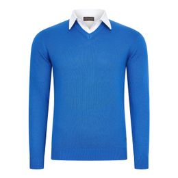 Cappuccino Italia Mock-Pullover f&uuml;r Herren. Der Pullover besteht aus 50% Baumwolle und 50% Polyester und hat eine normale Passform. Der Pullover hat einen Hemdkragen, der an den Pullover angen&auml;ht ist. Marke: Cappuccino ItaliaModellname: Mock Pullover (mit Hemdkragen)Kategorie: Pullover f&uuml;r HerrenMaterialien: Baumwolle, AcrylFarbe: K&ouml;nigsblau, Wei&szlig;