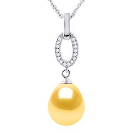 SHUTTLE Halskette S&uuml;&szlig;wasserperlen-Schmuck 9-10mm Golden 925