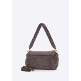 Wittchen Damen-Umh&auml;ngetasche mit Fellbesatz, taupe, Polyester