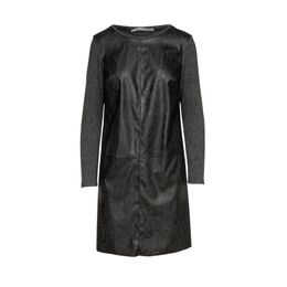 Dunkelgraues Strickkleid mit Kunstlederdetails