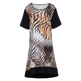 Kurz&auml;rmeliges Kleid mit Tiger-Print